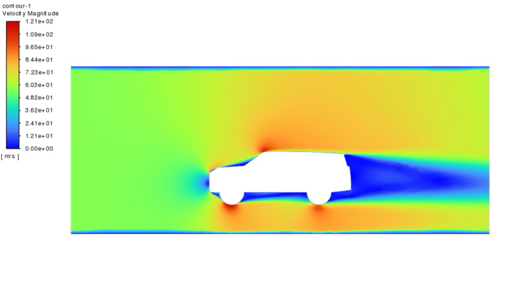 نمونه کار 2D-SUV DRAG,LIFT UND TURBULENCE ANSYS