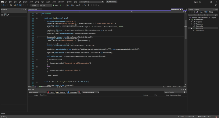 نمونه کار راه اندازی روش تبادل شبکه ای Hole punching در پروتکل TCP و UDP