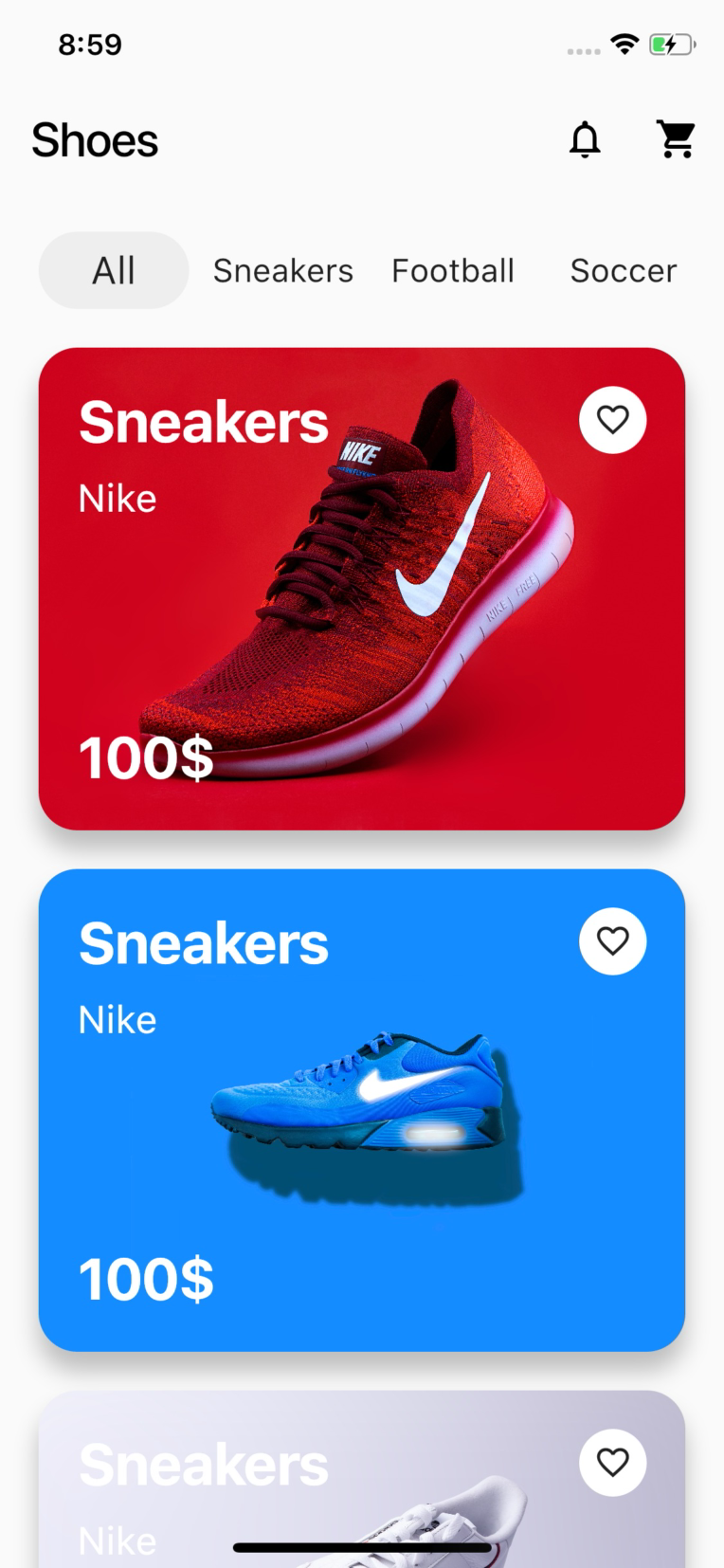 نمونه کار Flutter Shoes Shop Application UI Design and Animation